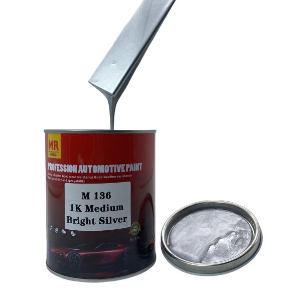 Quality M136 1K Medium Bright Silver Auto Paint Metallic Silver Car Paint Smooth Finish for sale
