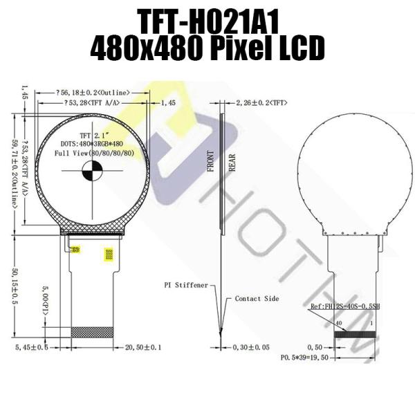 Quality 2.1 Inch TFT LCD Display With 480x480 Resolution ST7701S for sale