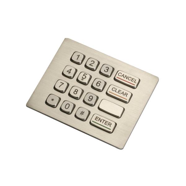 Quality 4x4 IP67 Panel Mount Numeric Keypad Vandal Proof Stainless Steel for sale