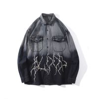 Quality Oversized Mens Denim Jackets OEM Full Sleeves Tie Dye Denim Jacket Jeans for sale