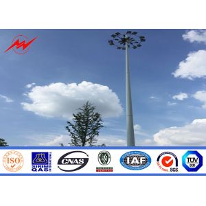 Quality 25m powder coating sports center high mast pole lighting with lifting system for sale