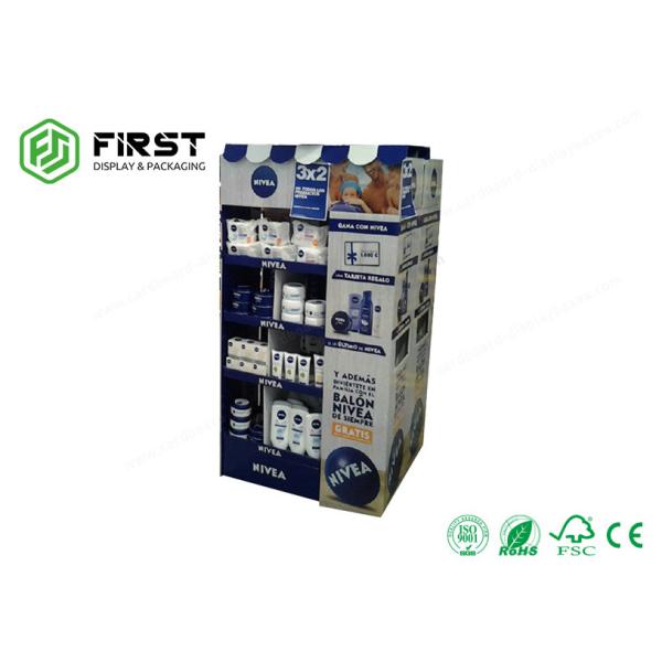 Quality Customized Logo Printed Foldable Paper Floor Display Stand For Retail Promotion for sale
