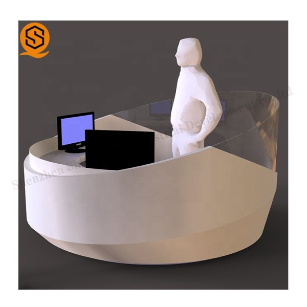 Quality Solid Surface Round Airport Reception Desk Counter for sale