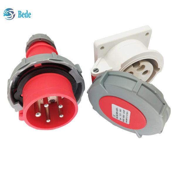 Quality Waterproof IP67 Industrial Plug Sockets 5Pins 3P+N+E 16Amp and 32Amp Panel Mounting Type for sale
