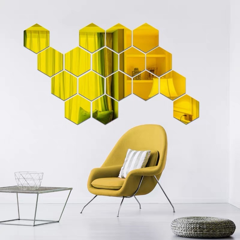 Quality Colorful Hexagonal Acrylic Mirror Wall Stickers Removable Self-Adhesive Wall for sale