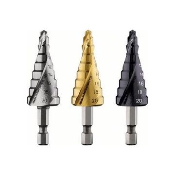 Quality Hex Shank HSS Step Drill Bits With Titanium Coated Spiral Flute Inch Size for sale
