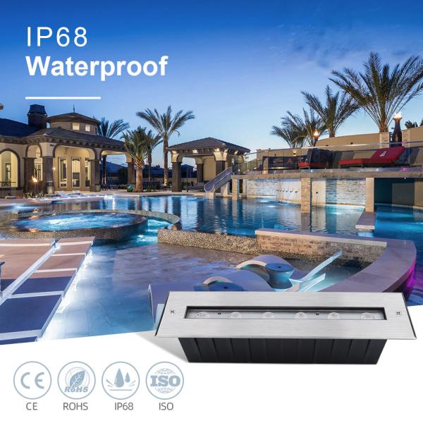Quality 6W Linear LED Underwater Light IP68 12-24VDC Input Square LED Pool Light With Two Year Warranty for sale