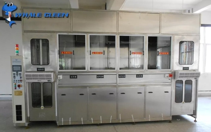 Three Soak Tanks Industrial Ultrasonic Cleaning 1200W Metal Belt Ultrasonic Cleaner 9