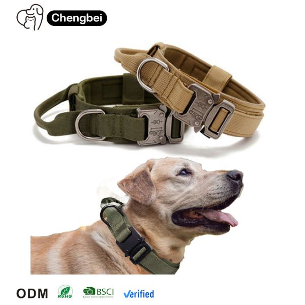 Quality Personalized Custom Luxury Designer Nylon Metal Heavy Duty Training Pet Rope Large Dog Collar and Leash Set for Tactical K9s for sale
