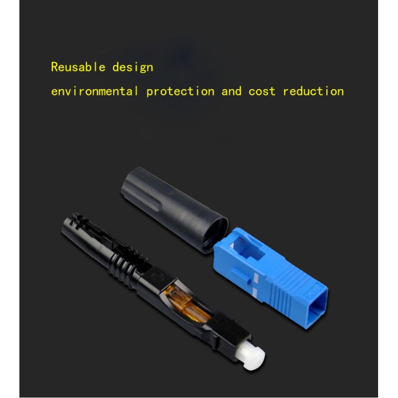 Factory Direct Sale OEM Fiber Optic Equipment FTTH Tools Embedded Singlemode 0.9 2.0 3.0mm Sc/APC Plastic Quick Fiber Optic Fast Connector