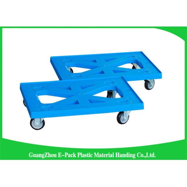 Quality 150kg Durable Heavy Duty Plastic Moving Dolly , Logistics Four Wheel Trolley for sale
