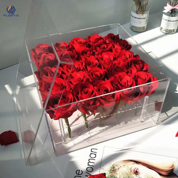 Quality Home Organization Flower Rose Acrylic Storage Box Easy Clean Customized for sale