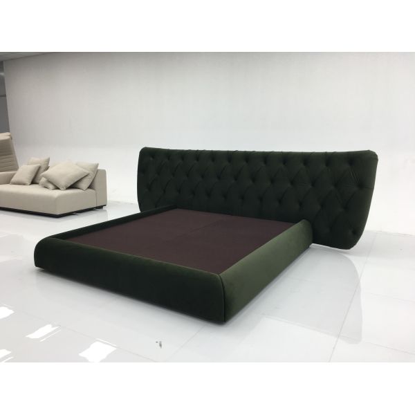 Quality High Density Sponge Upholstered Headboard Full Grain Leather Bed Frame For for sale