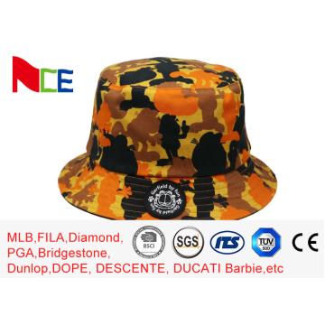 Quality FUN printing embroidery yellow camouflage adult fisher man bucket hat for sale