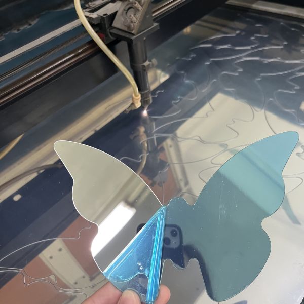 Quality Custom Laser Cut PS Two-Way Mirror Butterfly – Light Transmitting & Customizable for sale