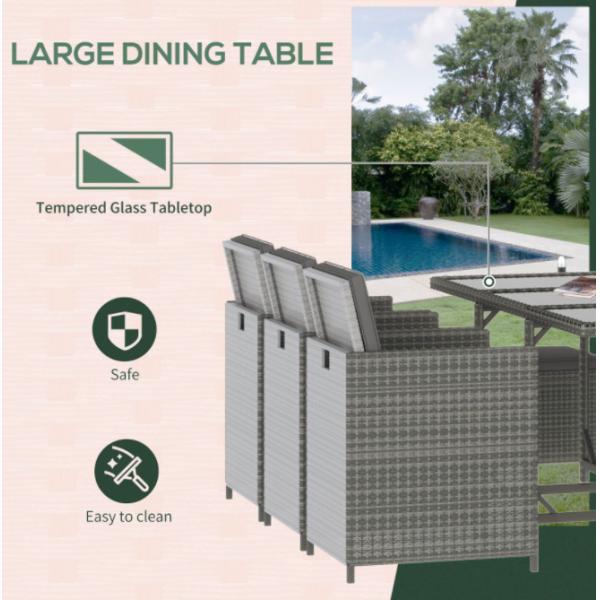 Quality Rattan Wicker Dining Table Furniture Set Metal Lounge Lounger Ottoman Footrest for sale