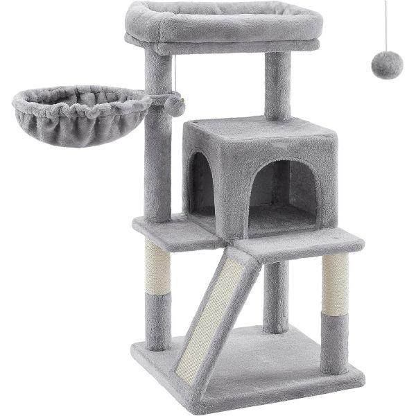 Quality Advantageous Wood Modern Cat Sisal Scratcher with Soft Perch and Multi-Level Cat Tower for sale