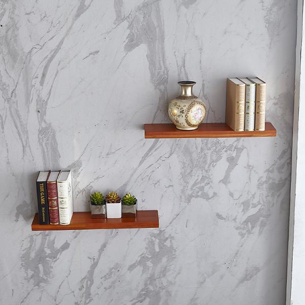 Quality Teak MDF Wood 3CM 27lb Capacity Wall Hanging Bookshelf for sale