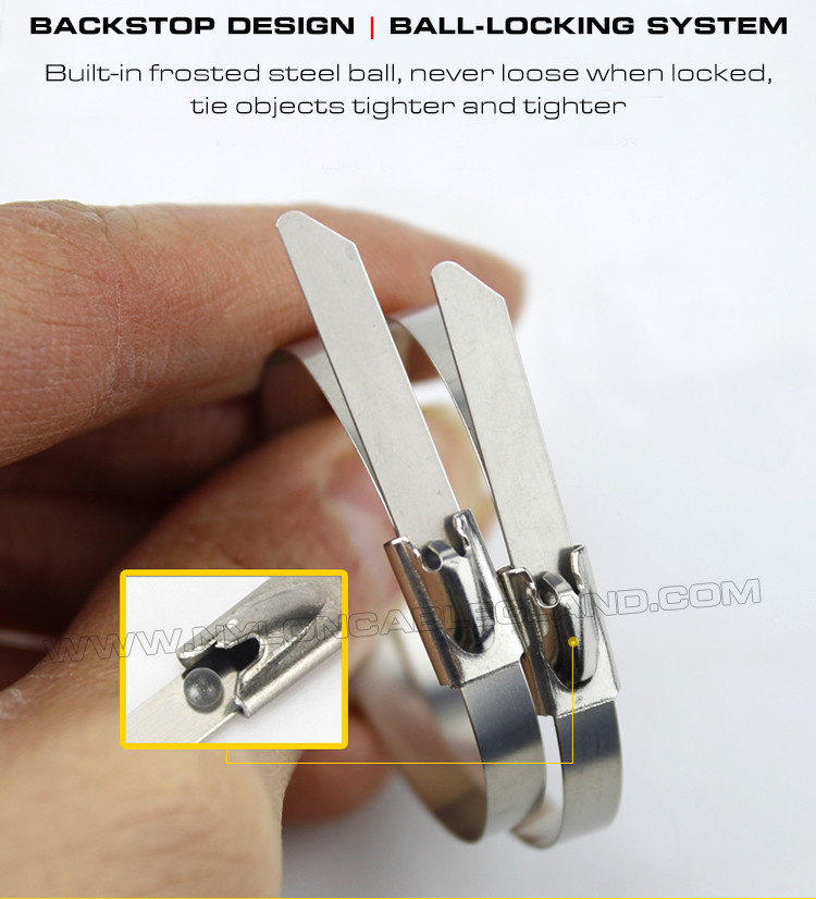 316L, 316, 304 Stainless Steel Wire Cable Ties Metal Zip Tie Wraps with Roller Ball Lock Mechanism 