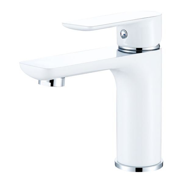 Quality Waterfall Bathroom Basin Faucet White Single Handle Hot and Cold Basin Mixer for sale