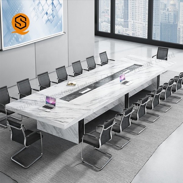 Quality Marble Solid Surface Conference Table Rectangle 12 Feet Conference Table for sale