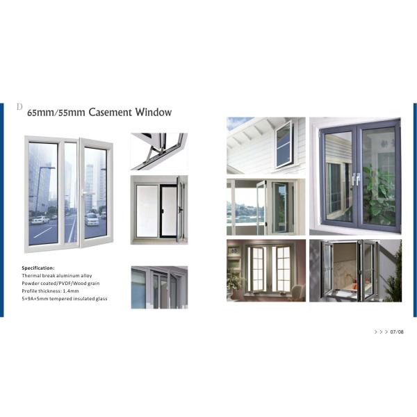 Quality UV Protected 65mm/55mm Casement Aluminum Window With Screw Fixing for sale