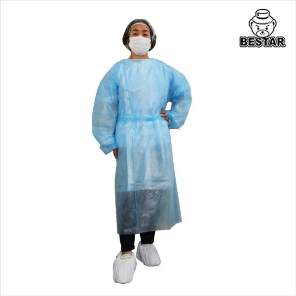 Quality Level 2 SPP PE 35gsm Plus Size Disposable Surgeon Gown With Knitted Cuff for sale