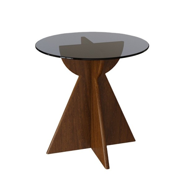 Quality Solid Wood Round Side Glass Top Table Coffee Table For Living Room Design General Home Furniture Lacquered Finish for sale