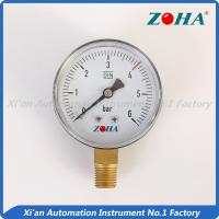 China Steel Case Brass Internal Pressure Gauge , Bottom Fuel Pressure Gauge factory