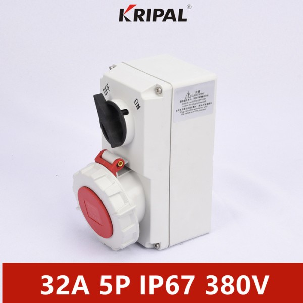Quality RED 32A IP67 5P 6h Waterproof Interlocked Switch Socket IEC Standard for sale