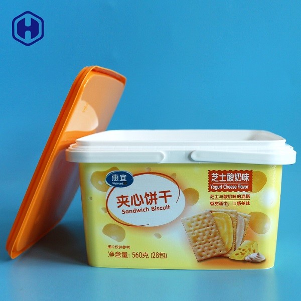 Quality Aesthetic Feeling IML Tubs 3200ml Dried Cookies Biscuits 560g Packing for sale
