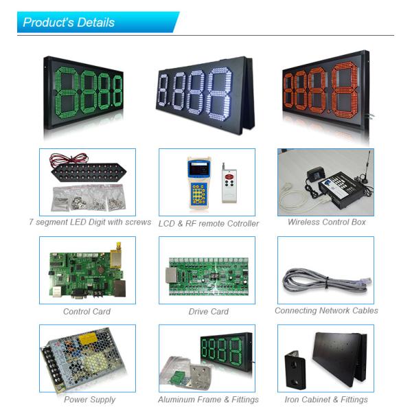 Quality RS485 5000mcd 24in Led Gas Station Signs Iron Cabinet for sale