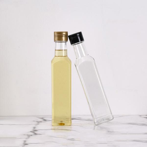 Quality Olive Oil Vinegar Plastic Bottle With Screw Cap Square 8.8oz for sale