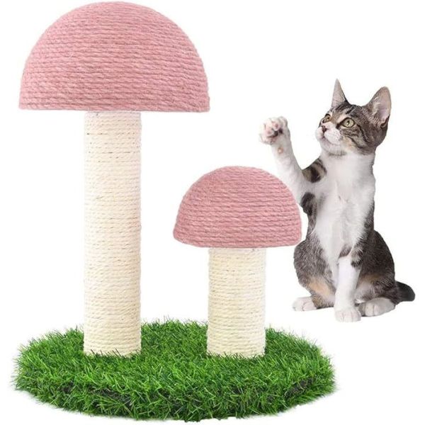Quality Indoor Kitten Climbing Post Sustainable Mushroom Cat Scratching Post with Interactive Toy for sale