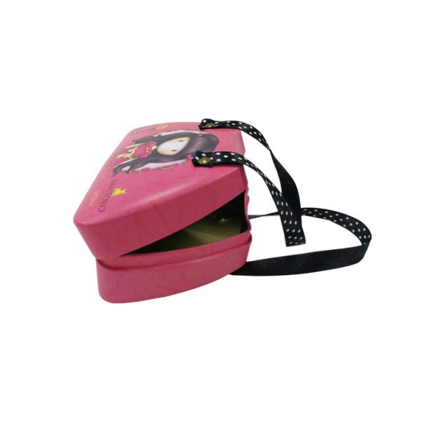Quality Mini Vintage Tin Case With Colorful Ribbon Handles Anti Rust Finish Metal Tin for sale