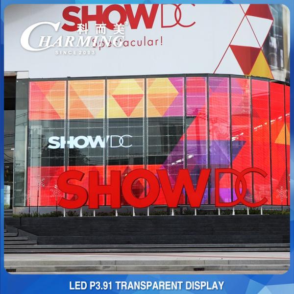 Quality Shopping Mall Advertisement P3.91 Transparent LED Video Wall 4K Indoor for sale