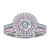 Quality 925 Sterling Silver Bridal Ring Sets Round Cut CZ Engagement Wedding Rings For for sale