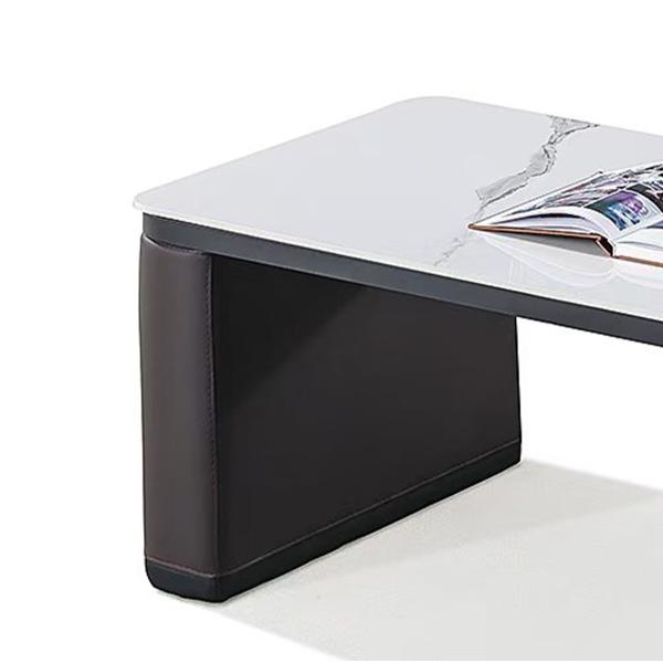 Quality Modern Rectangular Coffee Table Living Room White Rock Plate Tea Table Simple for sale
