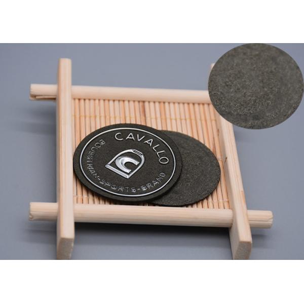 Quality Microfiber Material Embossed Patches With Custom Silver Logo for sale