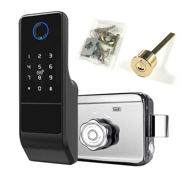 Quality Tuya Wifi APP Biometric Finger Print Smart Door Lock Fingerprint Door Handle for sale
