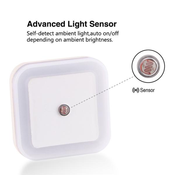 Quality 0.02A EU Wall Night Lamp Energy Saving Sensor Night Light For Baby Room for sale