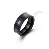 Quality 8 MM Opal And Meteorite Ring Wedding Band Hammered Edge Tungsten for sale