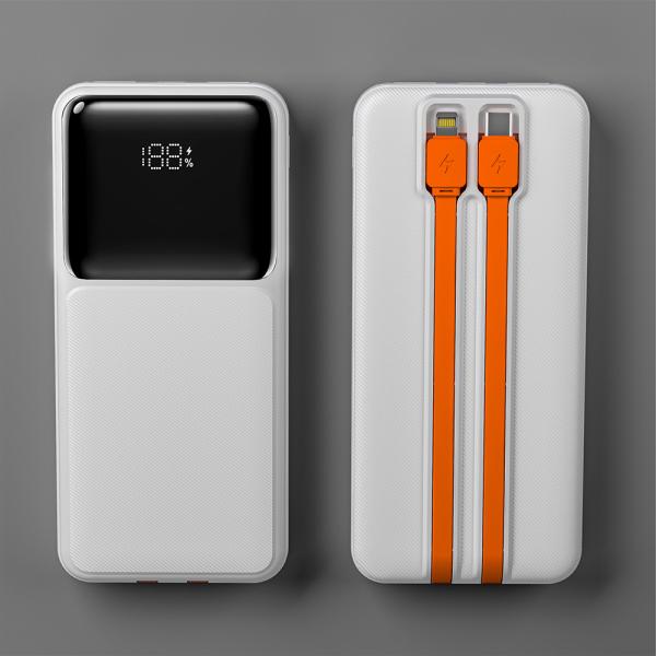 Quality 20000mAh Built In Cable Power Bank Portable With LED Indicator Lights for sale