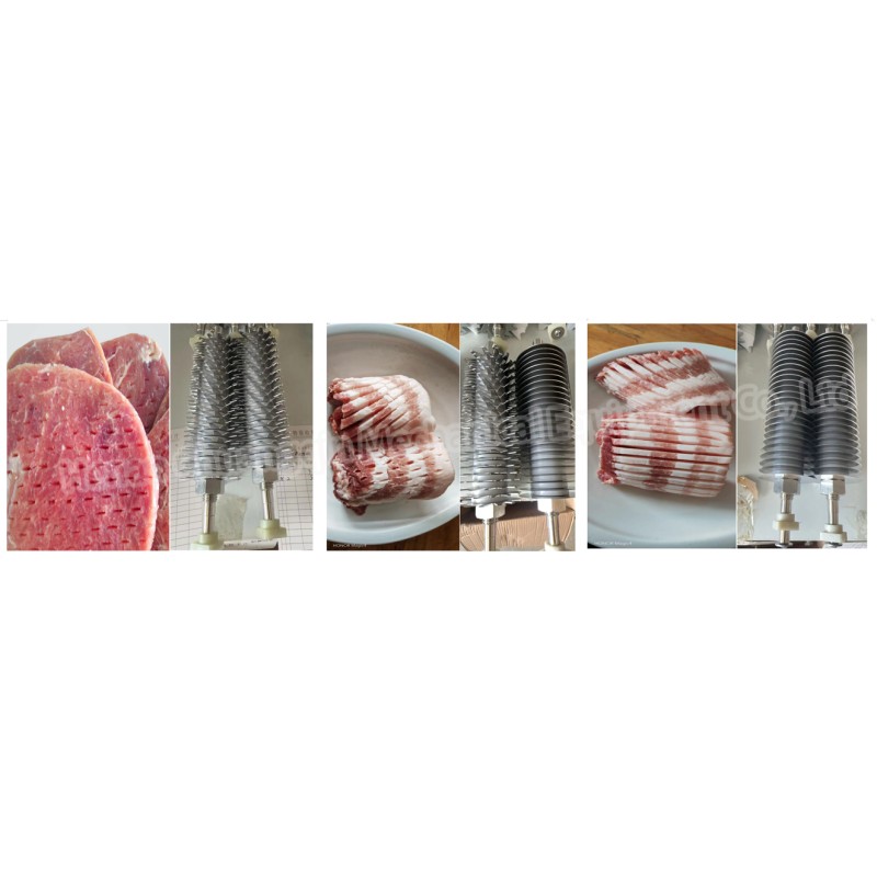 Close-up of meat tenderizer machine blades