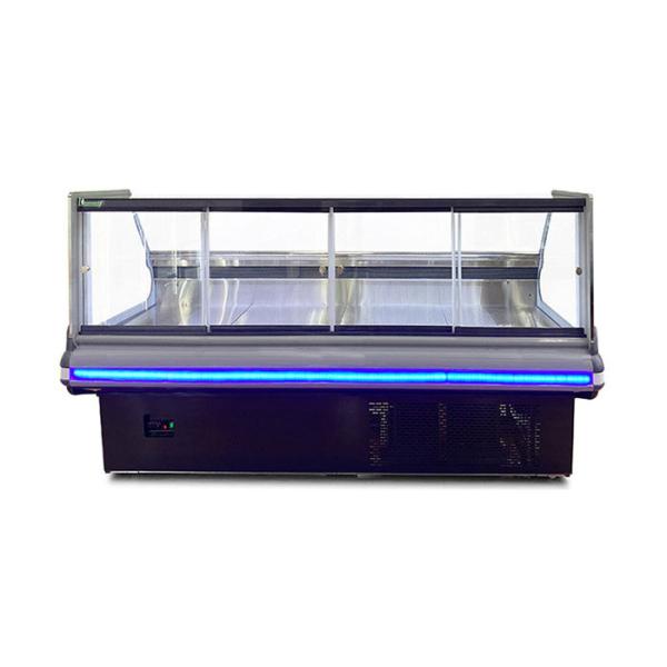 Quality Transparent Glass Square Refrigerated Deli Showcase Single Temperature R404a for sale
