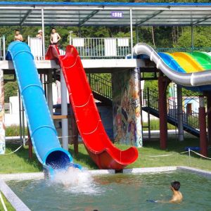 Quality Water Park Swimming Pool Slides , Fiberglass Barrel And Sled Slides for sale