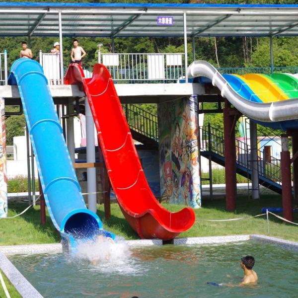 Quality Water Park Swimming Pool Slides , Fiberglass Barrel And Sled Slides for sale