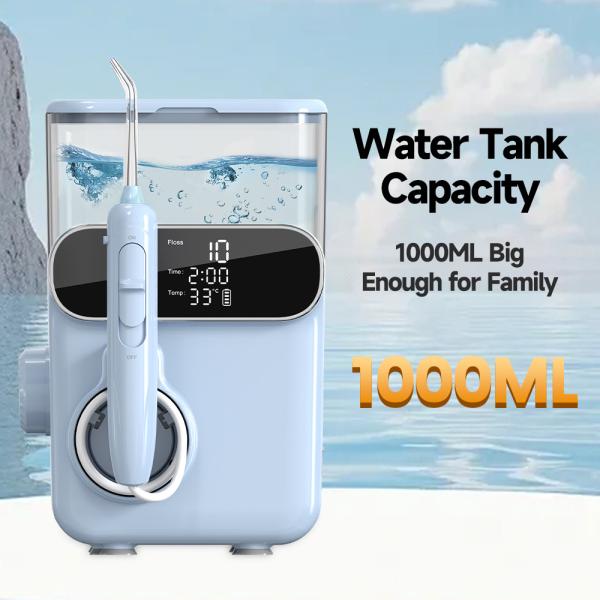 Quality Family Water Flosser Big Capacity 1000ml IPX5 Oral Irrigator Rechargeable Tooth Clean Electric Counter Water Flosser for sale