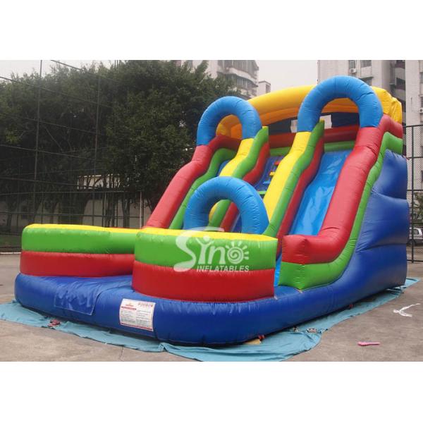 Quality 5mts high big double lane inflatable slide with arch made of 0.55mm pvc tarpaulin for sale