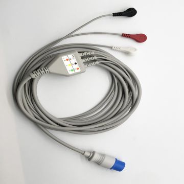 Quality 3.6m 3 Lead 6pin Direct Connect Ecg Cable and leadwire For Snap / Clip for sale